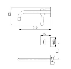 מערכת קיר ידית חרס לבנה ניקל מבריק - סיוון אופיר