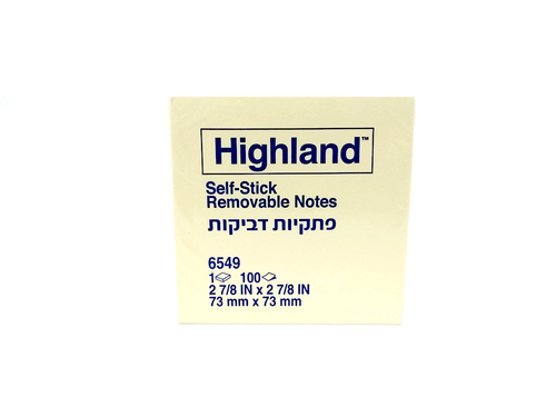 פתקית דביקה צהובה 73X73 Highland (ריבוע) 6549