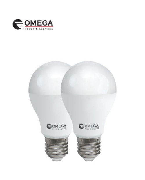 לד 15W A60 אור חם- אריזת 2 י"ח קופסה OMEGA E2 - נורות ולדים