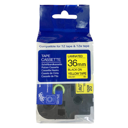 סרט דיו TZe-661 למדפסת 36 מ"מ Brother - שחור על גבי צהוב ברדר - Brother ...
