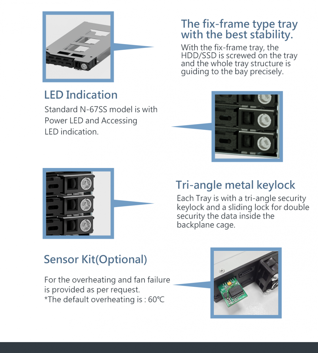 N-67SS 1 X 5.2.5bay for 6 x 2.5" SSD/HDD SNT - - 2.5" Backplane Cage