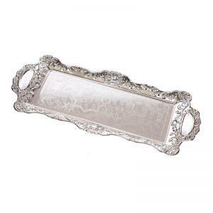 מגש מלבני מוכסף + ידיות 18*42 ס"מ