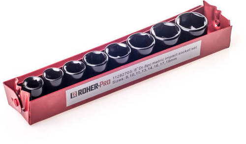 מארז 8 בוקסות אימפקט דרייב "3/8 8-19 מ"מ ROHER-PRO - ROHER-PRO - בוקסות
