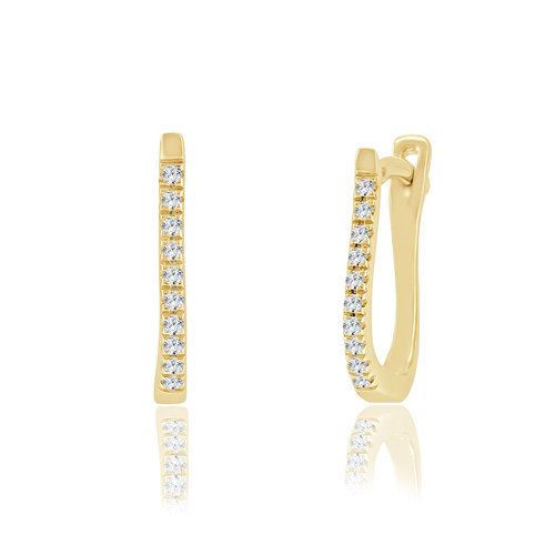 עגילי זהב יהלומים פס שיבוץ ER-E091 CHA - עגילי יהלומים