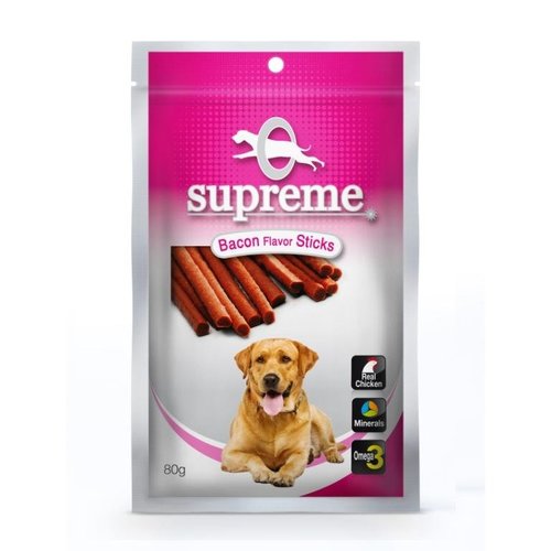 חטיף בשר לכלבים בטעם בייקון סופרים 80 גרם Supreme Bacon Strips ...