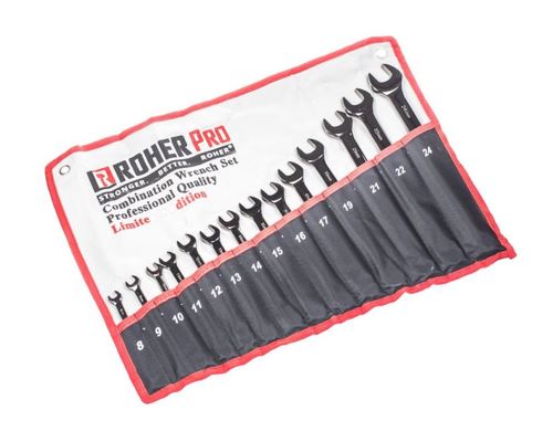 סט 14 מפתחות רינג פתוח 8-24 מ"מ - מהדורה מוגבלת - שחור ROHER-PRO ...