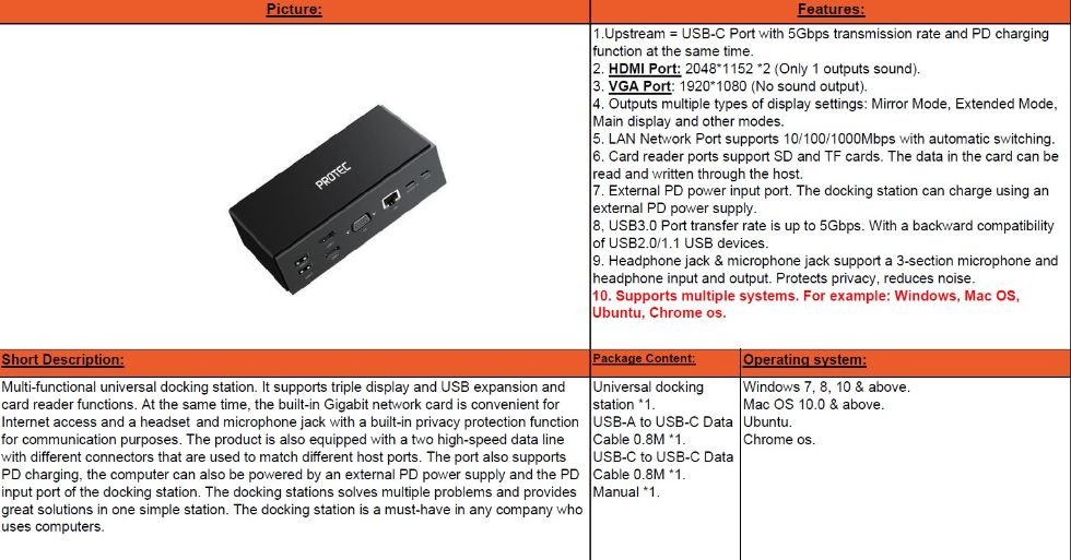 תחנת עגינה PROTEC DM196 לתצוגת שני מסכים לאפל ו-PC