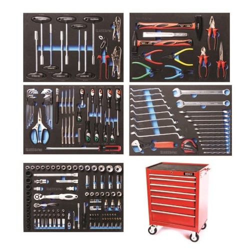 עגלת כלים 7 מגירות אדומה מזוודת 198 חלקים ROHER TOOLS - ROHER TOOLS ...