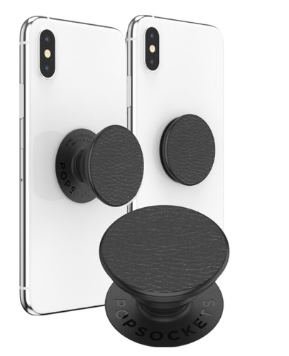 Popsocket דגםPebbled Vegan Leather Black - - PopSockets