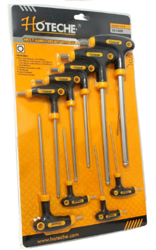 סט 9 ידיות אלן T כדורי מבית חברת HOTECHE - Hoteche - ביטים ומקדחים