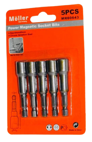 סט 5 בוקסה ביט מגנטי 8 מ"מ מבית MOLLER GERMANY - Moller Germany - ביטים ...