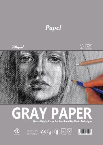 בלוק GRAY PAPER בגודל A3 בגוון אפור מחוספס - בלוקים לרישום