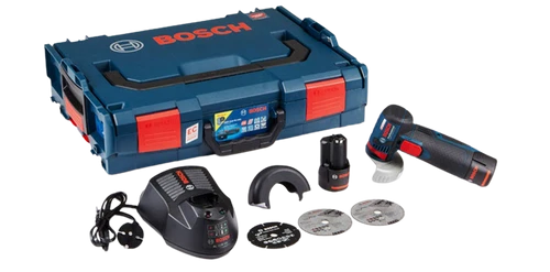 משחזת זווית נטענת "3 בראשלס + 2 סוללות BOSCH GWS 12V - 76 V-EC 3Ah ...
