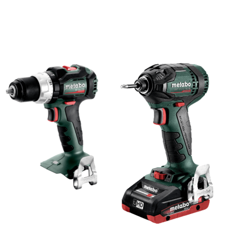 סט נטען 18V מברגת אימפקט + מברגה מקדחה בראשלס + 2 סוללות METABO SBSSD ...