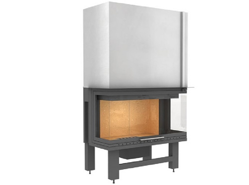 קמין ליבה HURSAN SOMINE HUHC-95T חזית ושני צדדים - קמין עץ בנוי