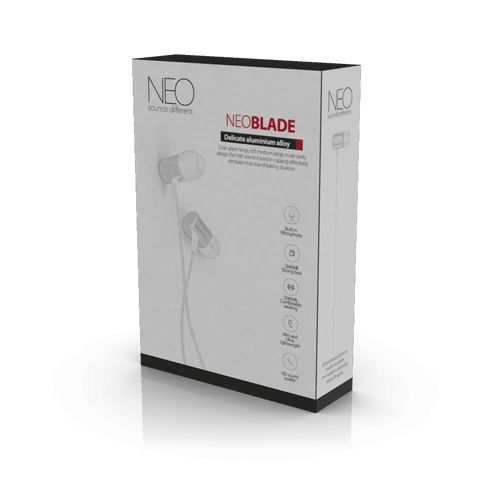 אוזניות חוטיות NEO BLADE כסף - NEO - אוזניות חוטיות