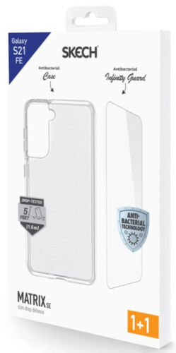 מגן Skech Matrix Galaxy S21 FE שקוף + מגן מסך סיליקון בערכה - טאצ' סטור
