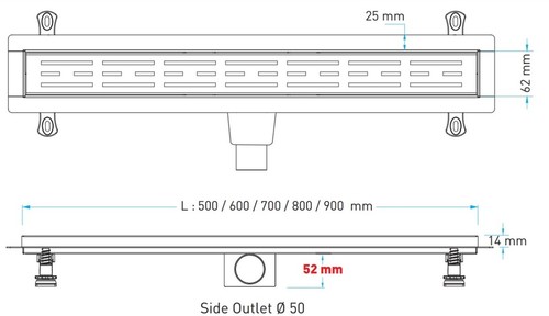 תעלת ניקוז דגם 14380 מידה 80 חיבור 360 ורד ורד Vered - ורד Vered - תעלות ניקוז למקלחון