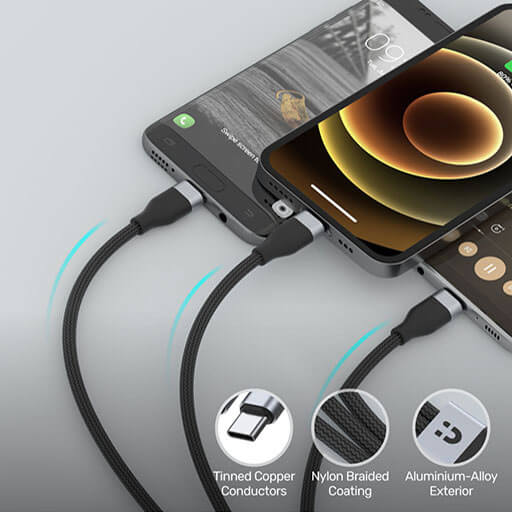 כבל מולטי לטעינה מהירה 1 ב-3 UNITEK C14101BK-1.5M