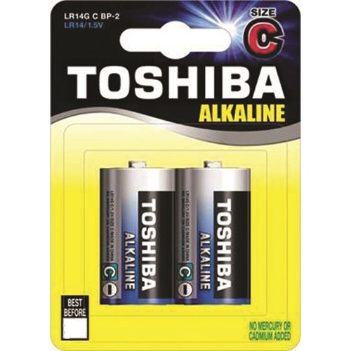 מארז 6 סוללות TOSHIBA ALKALINE LR14 C - TOSHIBA - סוללות ומטענים