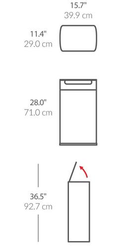 פח טאץ מלבני 40 ליטר - SimpleHuman מוברש K32 - הזמינו אונליין Bath Plus