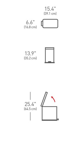 פח מלבני 10 ליטר - SimpleHuman מוברש - הזמינו אונליין Bath Plus