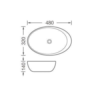 כיור מונח לבן וכסף TB-59012 Top Bath - - כיורים לארונות אמבטיה