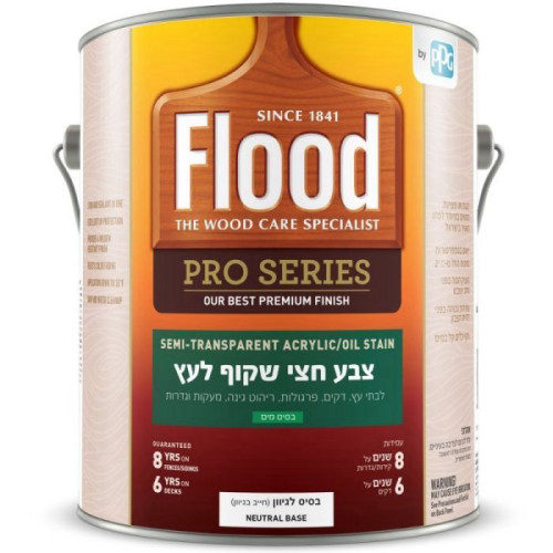 צבע לעץ חצי שקוף על בסיס מים 3.54 ליטר Flood Semi Transparent - מרמוס ...
