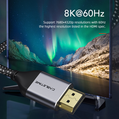 כבל 2 מטר Cabletime 8K Slim HDMI 2.1 Cable HDMI TO HDMI |FRE