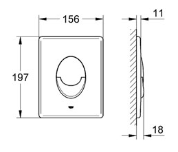מיכל הדחה סמוי נמוך לקיר גבס כולל לחצן אובלי 38526000 GROHE גרואה ...