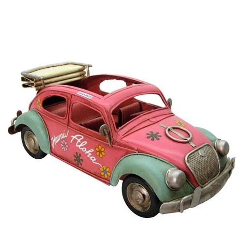 חיפושית ורודה עם גג פתוח רטרו - 25 ס"מ - מכוניות רטרו