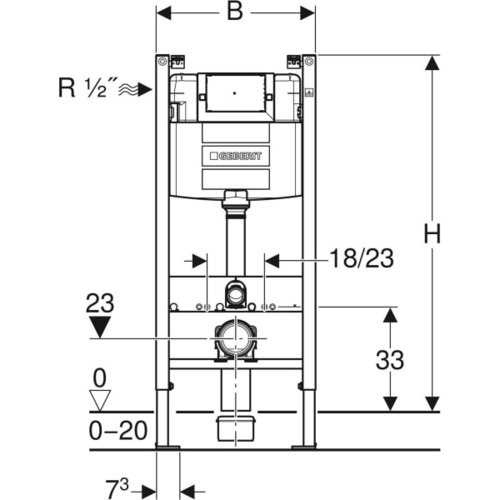 Alpha 12 | מיכל הדחה סמוי לקיר גבס 112 ס"מ + לחצן לבחירה גבריט ...