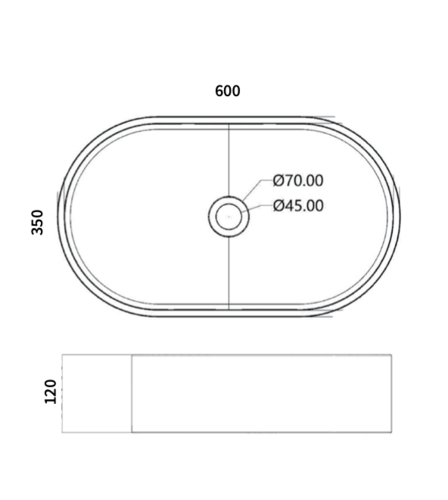 כיור אובלי 600X350X120 בטון, SB1019 pezzi - - כיורי אמבטיה